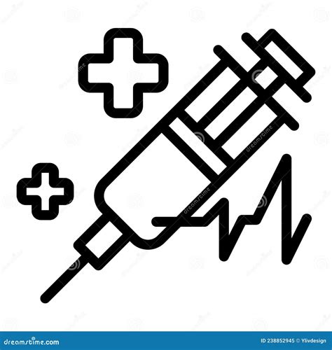 Vetor Contorno Do ícone Da Seringa Médica Agulha De Vacina Ilustração
