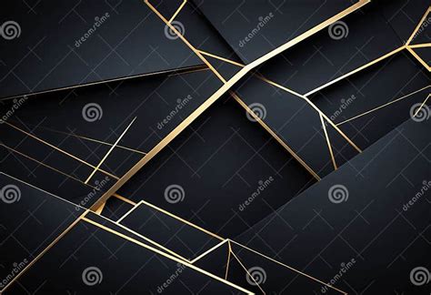 Abstract Black And Gold Geometric Art Elegant Lines And Shapes Stock Illustration Illustration