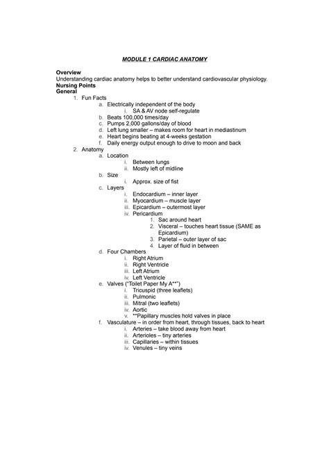 SOLUTION Module 1 Cardiac Anatomy Studypool