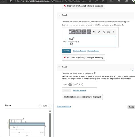 Solved Part Bdetermine The Slope Of The Beam At B ﻿measured