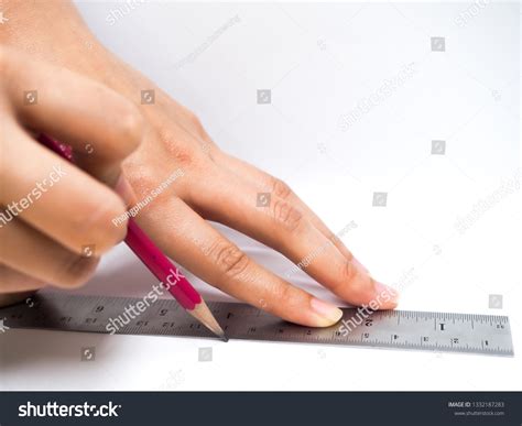Drawing Straight Line Pencil Ruler Stock Photo 1332187283 Shutterstock