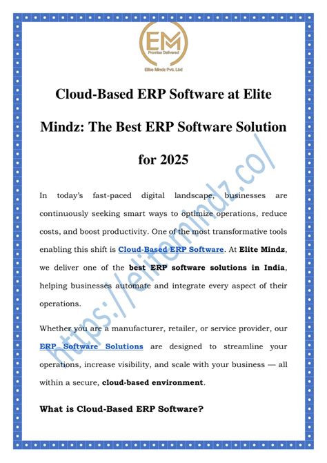 Ppt Best Cloud Based Erp Software In India Elite Mindz Powerpoint Presentation Id14241933