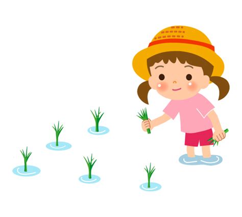 田植えをする女の子のイラスト 無料のフリー素材 イラストエイト