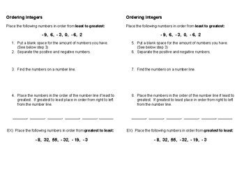 Compare Order Integers Notes By Shelby Broussard TpT