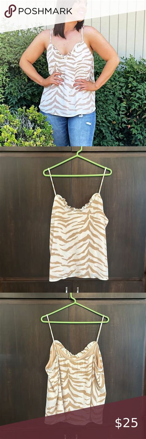 Nwt Adrienne Tan Zebra Print Tank Top
