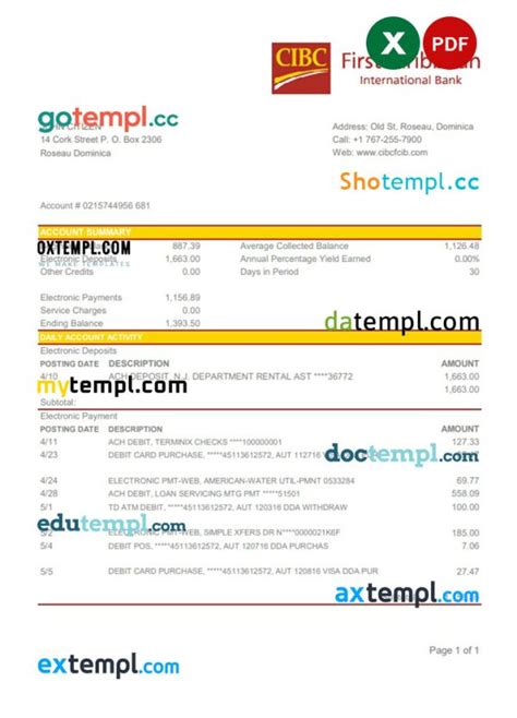 Dominica Cibc First Caribbean International Bank Statement Easy To Fill