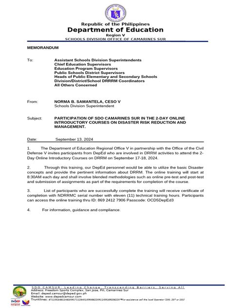 Unnumbered Memo Ocd Online Training Pdf Philippines Government
