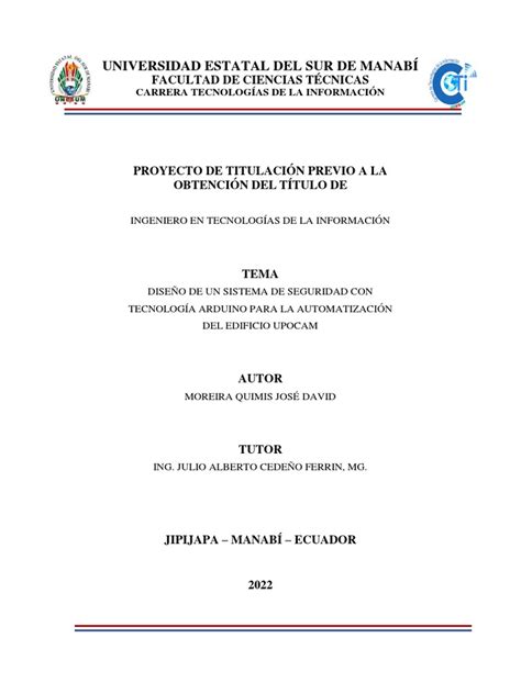 DiseÑo De Un Sistema De Seguridad Con Tecnologia Arduino Pdf Circuito Cerrado De Televisión