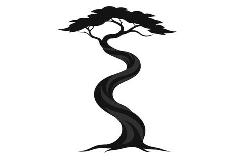 Tree Silhouette With A Twisted Contorted Trunk Premium Ai Generated