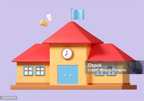 Photo Libre De Droit De Bâtiment De Lécole De Dessin Animé 3d Isolé