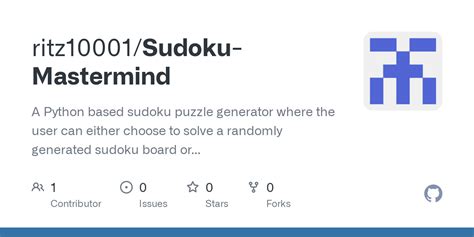 GitHub Ritz10001 Sudoku Mastermind A Sudoku Solver Where The