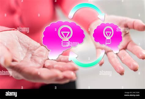 Knowledge Sharing Concept Above The Hands Of A Woman In Background