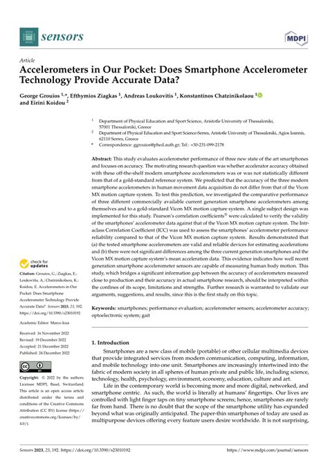Pdf Accelerometers In Our Pocket Does Smartphone Accelerometer Technology Provide Accurate Data