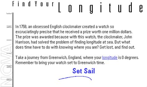 NOVA Online The Search For Longitude Find Your Longitude Nonshockwave
