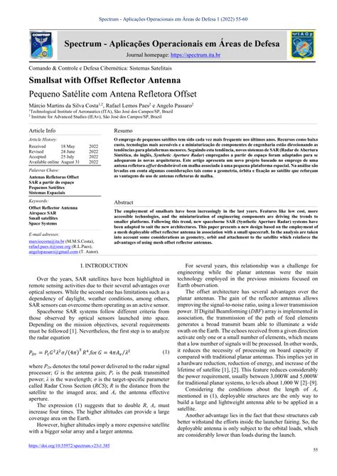 Pdf Smallsat With Offset Reflector Antenna