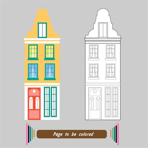 Building Coloring Book With Attic 15276032 Vector Art At Vecteezy