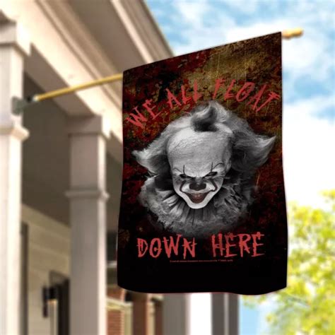 WE ALL FLOAT Down Here Pennywise Clown Horror Movie Halloween Flag PicClick UK