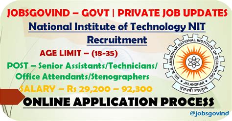 National Institute Of Technology NIT Recruitment 2023 For Assistants Stenos Apply Online