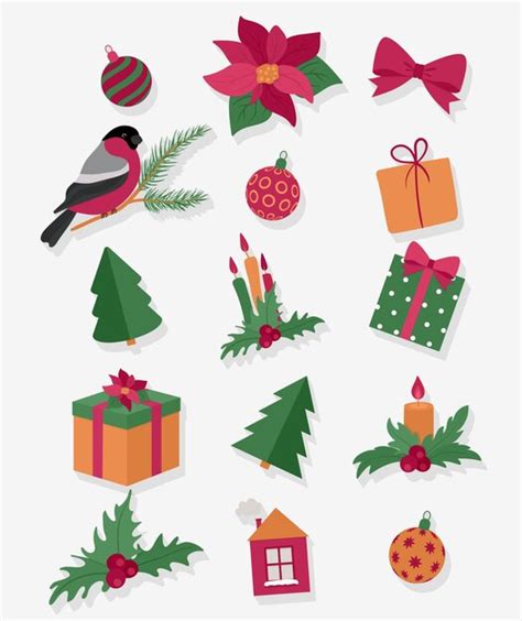 Premium Vector Set Of Vector Isolated Christmas Elements Hand Drawn