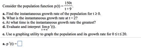 solved consider the population function p t find the