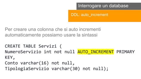 Creare Tabelle Sul Database Mysql Ppt