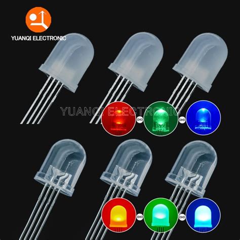 10pcs 10mm 4pins Full Color RGB LED Common Anode Cathode Transparent Fog F10mm Tri Color