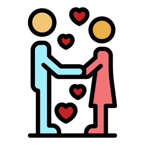 El Icono Del Primer Beso De La Pareja El Contorno Del Primer Beso Del