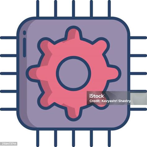 Cpu Setting Linear Color Vector Illustration Stock Illustration