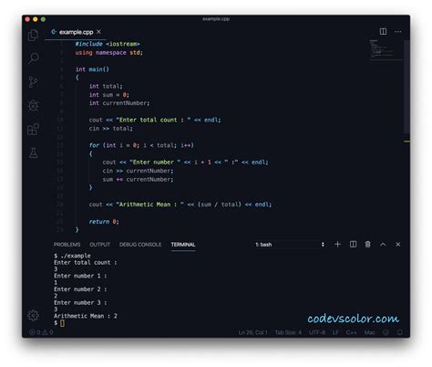 C Program To Calculate Arithmetic Mean Codevscolor