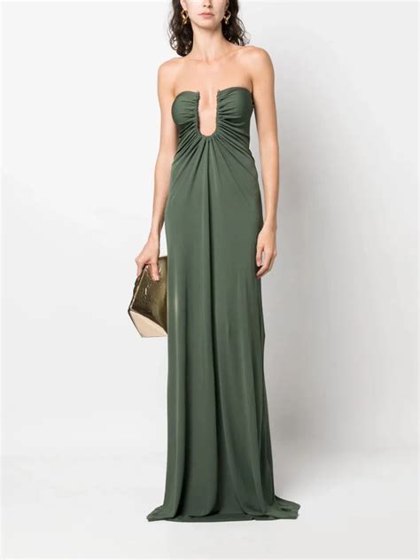 Christopher Esber Arced Palm Strapless Dress Green Size 8 The Volte