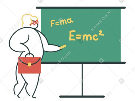 칠판에 공식을 쓰는 물리학 교사 Png Svg