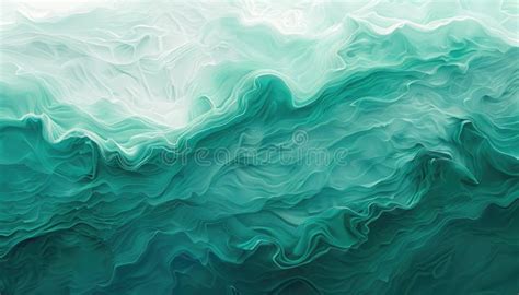This Artwork Features Abstract Ocean Waves Depicted In Soothing Teal And White Tones Aig62 Stock