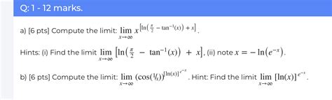 Solved A Pts Compute The Limit Lim X Right