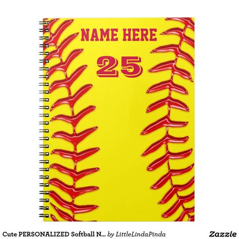 Cute Personalized Softball Notebooks Your Text Notebook Zazzle