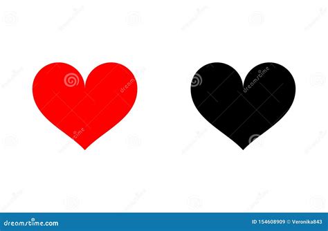 Red And Black Heart Icon Flat Style For Graphic Love Symbol Vector