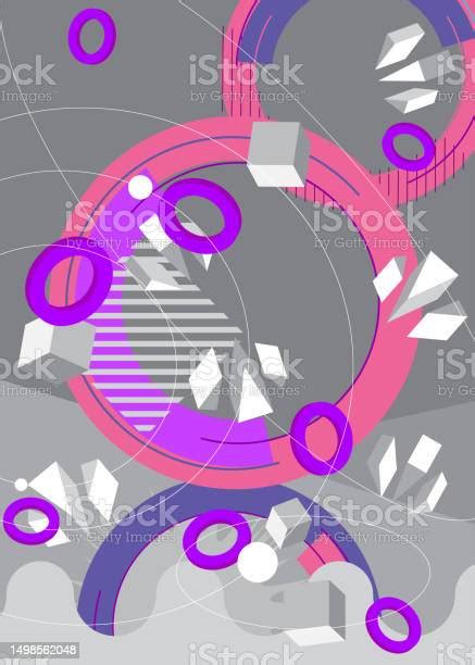 추상적인 보라색과 흰색 모양 템플릿입니다 빈티지 기하학적 요소 포스터 배너 표지를 위한 복고풍 최소 기하학적 그래픽 테마 가리기에 대한 스톡 벡터 아트 및 기타 이미지