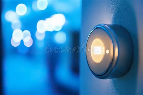 Dimmer Switch Installed In A Modern Blue Lit Room Stock Image Image