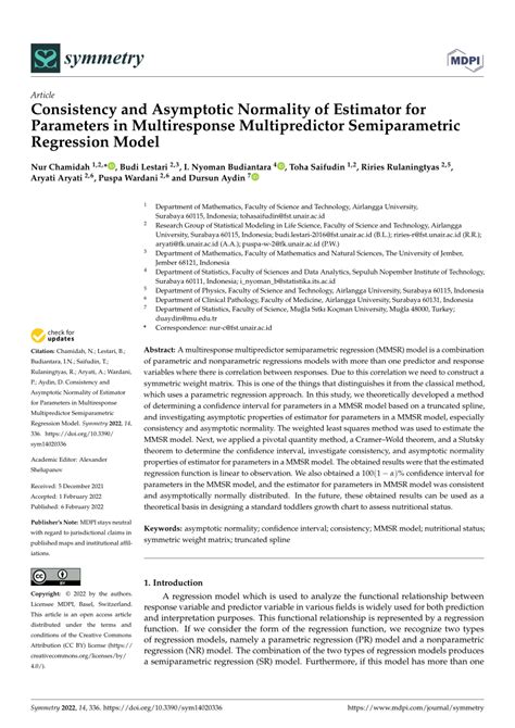 Pdf Consistency And Asymptotic Normality Of Estimator For Parameters In Multiresponse