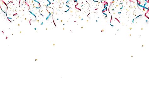 Un Fondo Blanco Con Cintas De Colores Y Confeti Vector Premium Generado Con IA