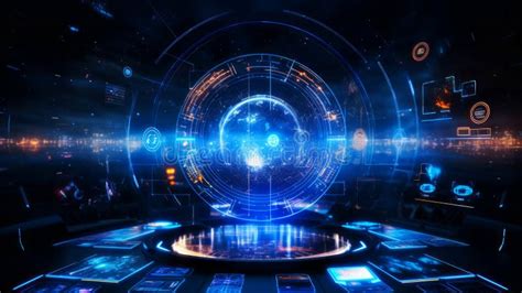 Futuristic Command Center Monitoring Global Network Activity With