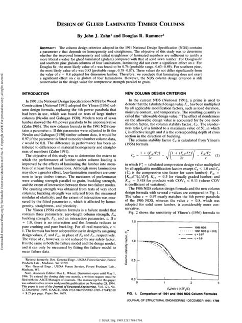 Design Of Glued Laminated Timber Columns Pdf Strength Of Materials