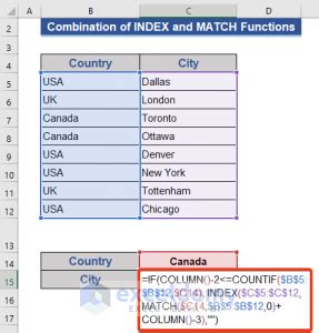 Excel INDEX MATCH Formula To Return Multiple Values Horizontally