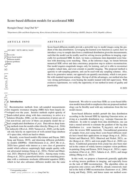 PDF Score Based Diffusion Models For Accelerated MRI
