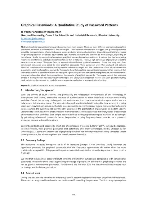 Pdf Graphical Passwords A Qualitative Study Of Password Patterns