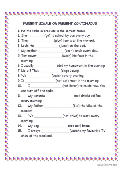 Present Simple Or Present Continuous English Esl Worksheets Pdf And Doc