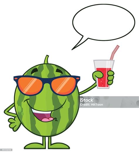 Grüne Wassermelone Frisches Obst Zeichentrickfigur Maskottchen Mit