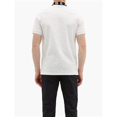 Áo Polo Burberry Logo Intarsia Cotton Piqué Polo Shirt In White Màu Trắng Size S Vua Hàng Hiệu