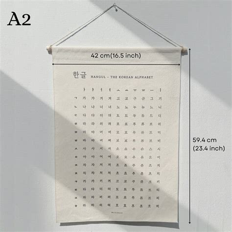 Korean Alphabet Poster Fabric Hangul Chart Wall Tapestry Etsy