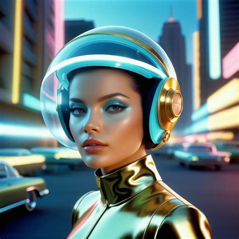 Futuristic Cyberpunk Woman In Neon Cityscape