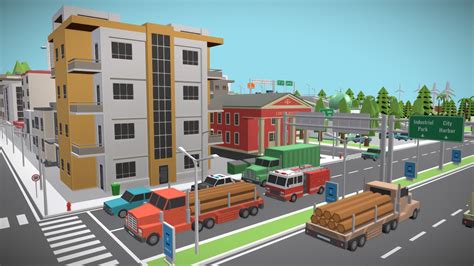 Simplepoly Urban Low Poly City Buy Royalty Free 3d Model By
